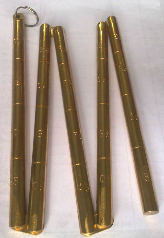 370309 - SOUNDING ROD, BRASS 5-FOLDED SQUARE METRIC & INCH 1 M